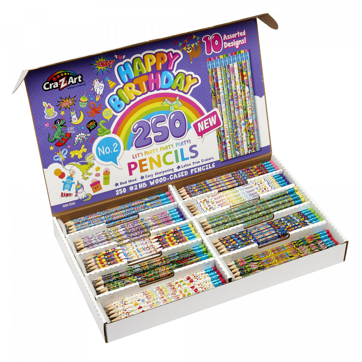 250 ct. Happy Birthday Pencil Classpack 10 designs - 74016-1