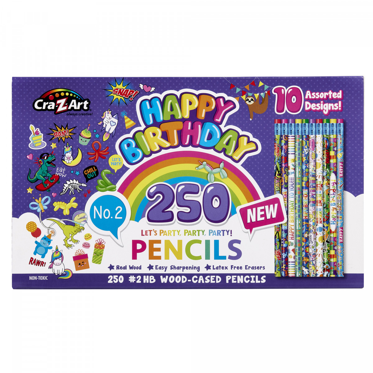 250 ct. Happy Birthday Pencil Classpack 10 designs - 74016-1